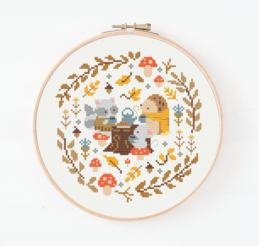A Woodland Tea Party Cross Stitch Pattern – The Clever Clove